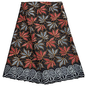 SJD LACE African Lace Fabric 5 Yards, Nigerian Embroidery Cotton Lace Fabric for Wedding Party Dress Sewing 28678