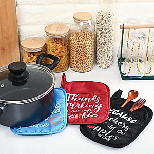 6 Pieces Teacher Appreciation Gifts for Woman Funny Pot Holders Heat Resistant Teacher Oven Mitt with Hand Pocket and Hanging Loop Cookies Oven Pads for Teachers