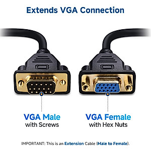Cable Matters VGA Extension Cable (VGA Cable Male to Female) - 6 Feet, Not Regular VGA Cable