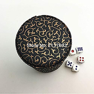 KAKDA-STORE Brown Leather Dice Cup+5pcs 14mm White Dice Set Dgd