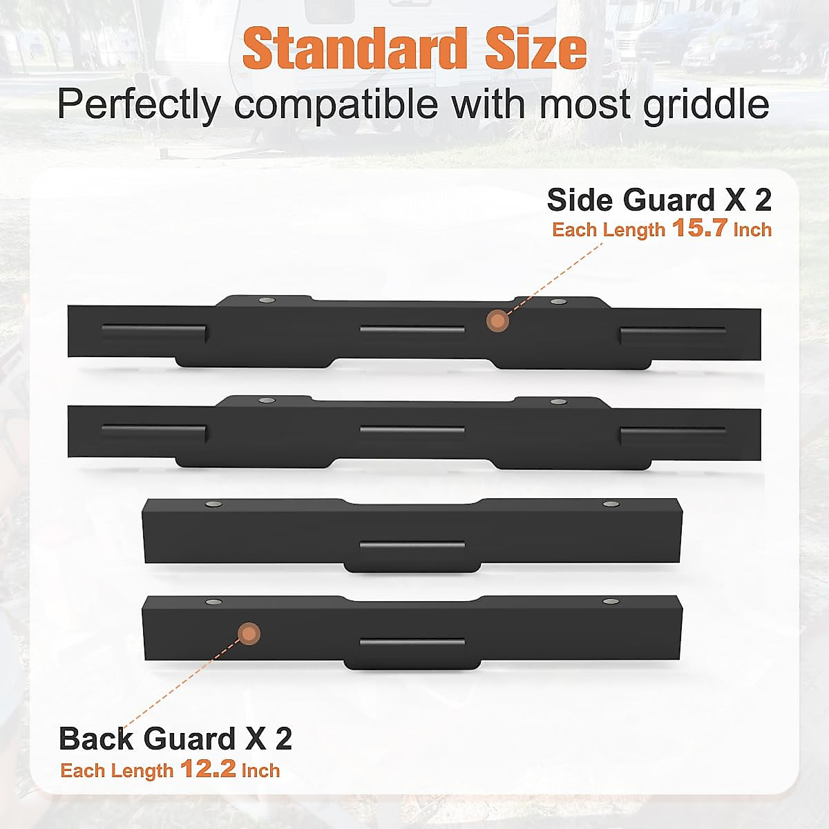 Koutemie Wind Guard for Blackstone 28" Griddle Accessories with Magnetic Grill Heat Shield, Heavy Duty Steel Wind Screens Compatible with Rear Grease Cup, Hood and Side Shelf, Black