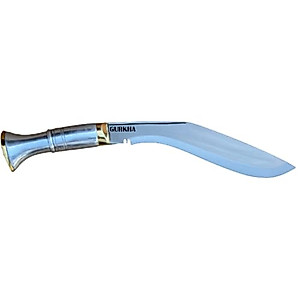 Gurkha Kukri Knife Chitlange White Metal On Handle 10.5 IN Fixed Blade Khukuri - Handmade in Nepal