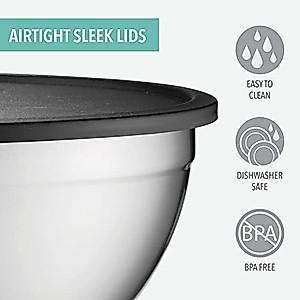 Table Concept Mixing Bowls with Airtight Lids, Stainless Steel Nesting Bowl Set for Space Saving Storage, Ideal for Cooking, Baking, Prepping & Food Storage