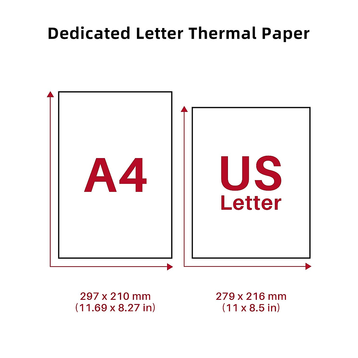 Phomemo US Letter Thermal Paper, Advanced Thermal Printing, Phomemo Thermal Paper for M08F-Letter, Brother PocketJet PJ762/PJ763MFi, HPRT MT800/MT800Q Printer, Size 8.5" x 11", 100 Sheets
