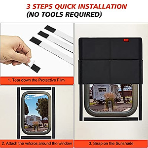 Losrik RV Window Shade Cover - 25 x 16 Inches, Upgraded Foldable RV Vent Insulator, Camper Skylight Door Sun Shades UV Rays Protection Privacy Blackout for Travel Trailer Motorhome