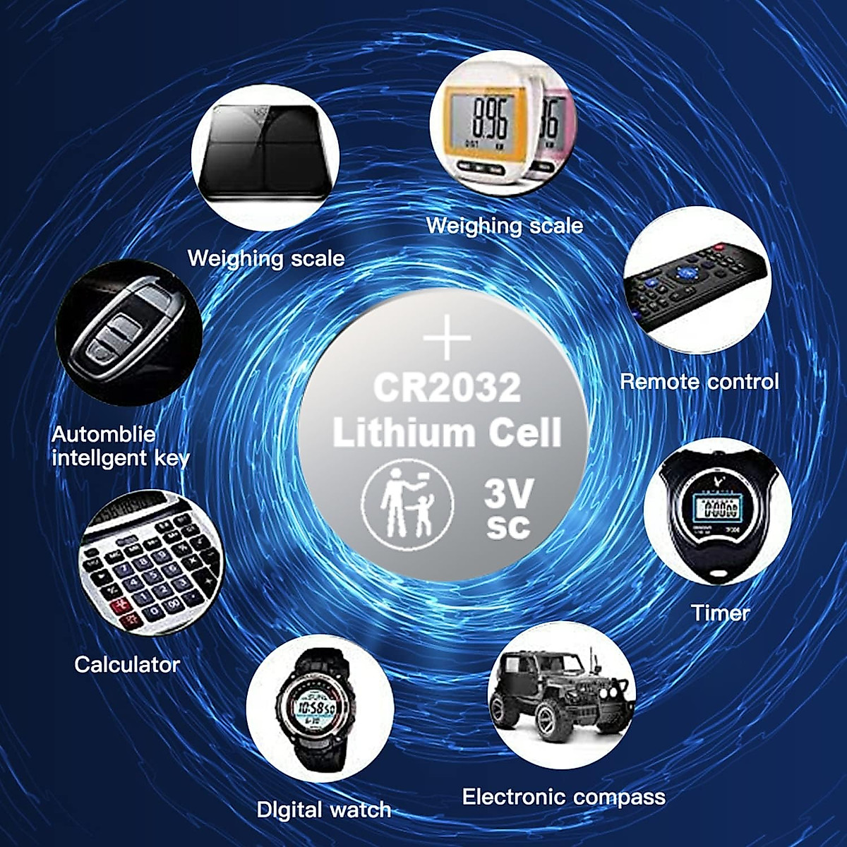 Nightkonic 100 pcs Pack - CR2032 Battery 3 Volt Lithium Coin Cell 2032 Batteries