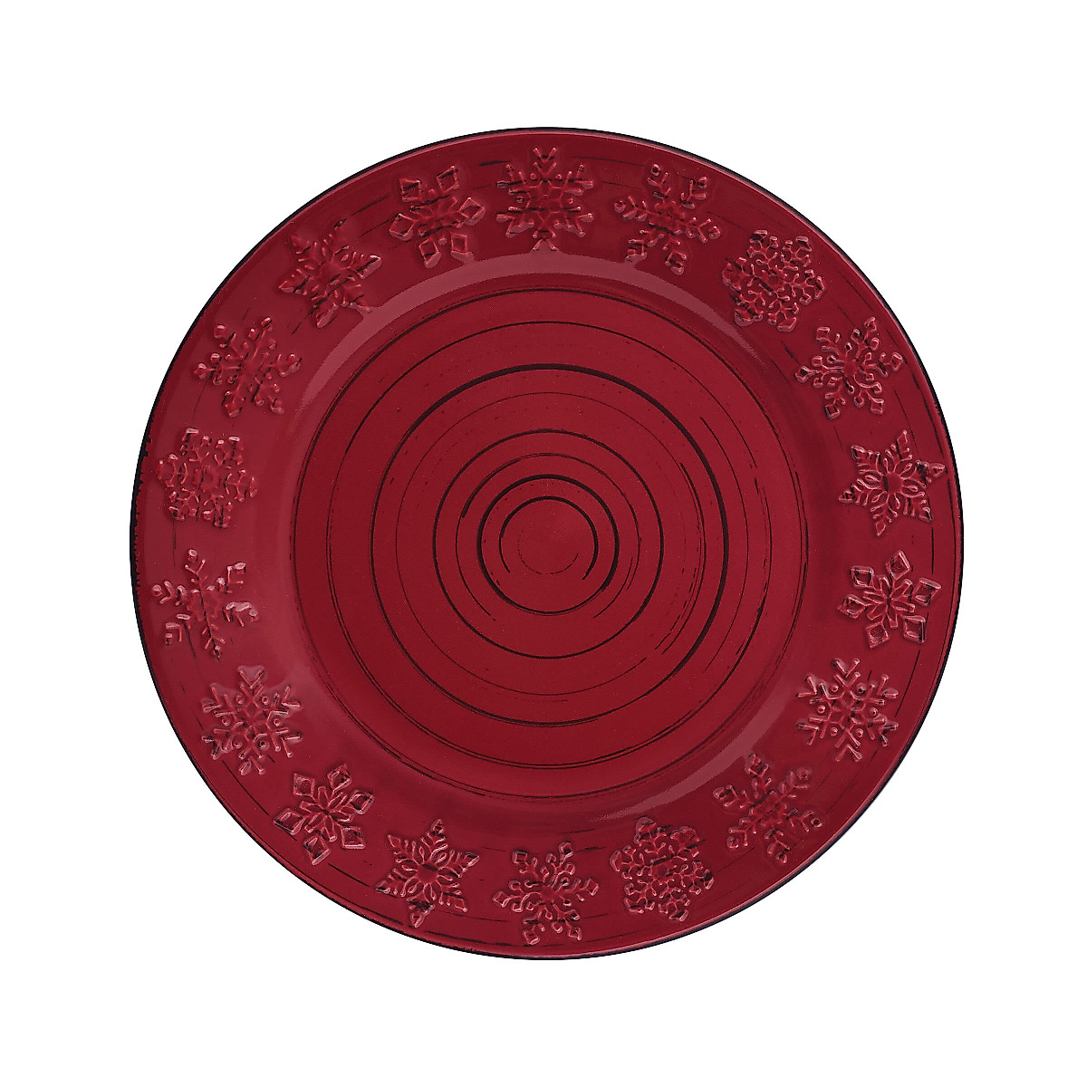 Pfaltzgraff Trellis Snowflakes 12 Piece Dinnerware Set, Service For 4, Red