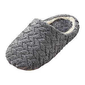 Womens House Slippers Soft Memory Foam Closed Toe Non Slip Cute Comfortable Shoes Winter Indoor Fluffy Slippers Dark Gray,8.5