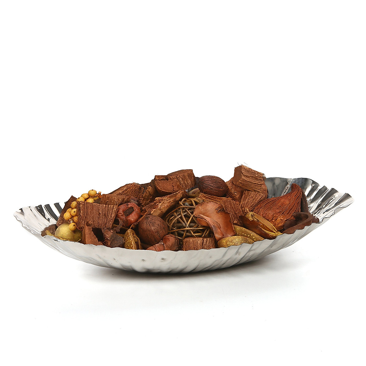 Hosley Elegance Redefined Silver Finish Decor Tray Bowl, 13.6 Inches Long Versatile and Chic Centerpiece for Serving, Floral Arrangements, and Stylish Home Decor