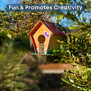 CRAFTY HAPPITOYS Birdhouse Kit - 15 Unfinished Wood Bird Houses for Children to Paint - Wood Craft Project Kits for Kids - Wooden Arts & Craft for Girls & Boys