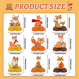 9PCS Fox Honeycomb Centerpieces 3D Table Topper Woodland Animals Double Side Centerpieces for Girl Boy Fox Theme Baby Shower Birthday Party Decorations