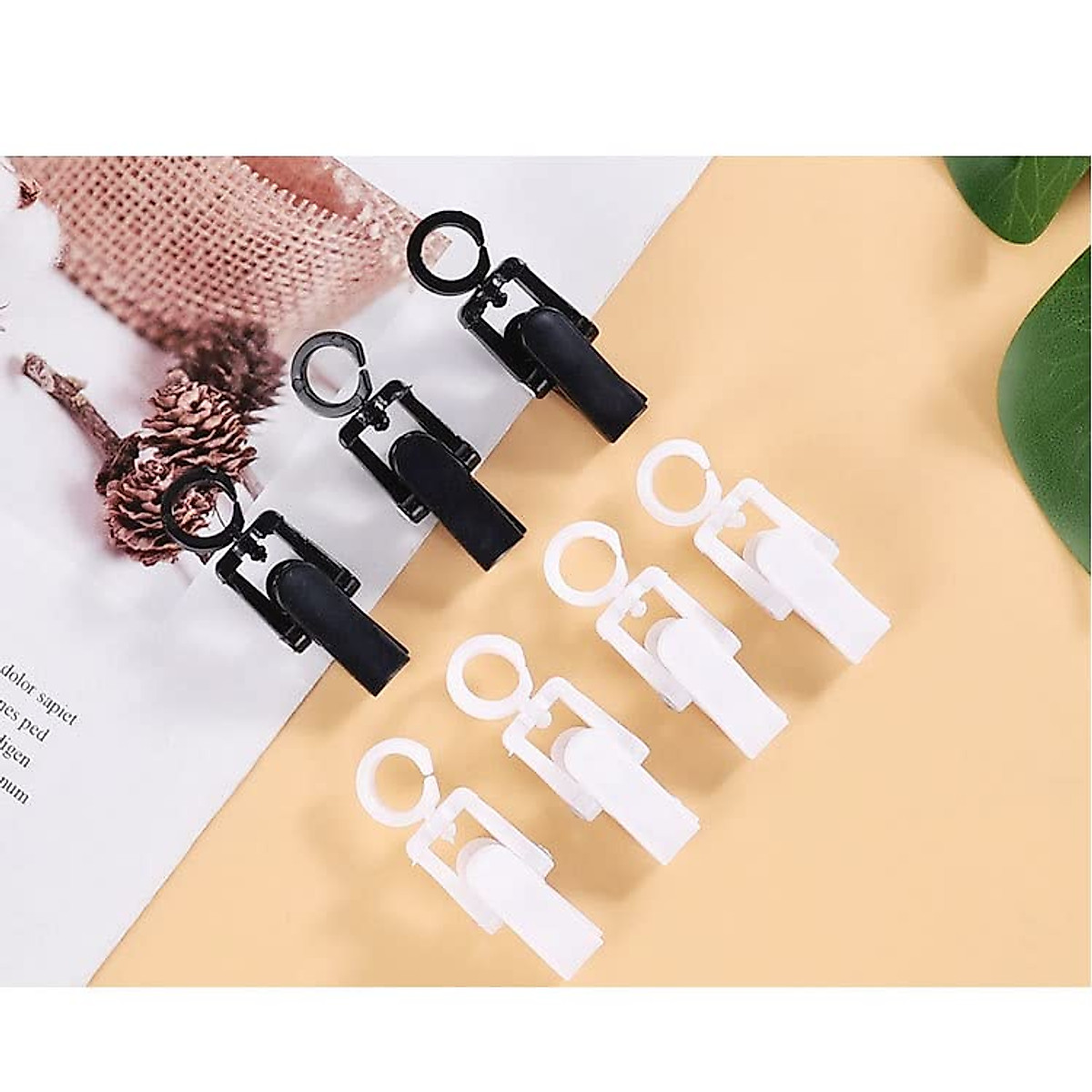 40 PCS Super Strong Plastic Swivel Hooks Clip, 720°Swivel Hanging Hooks Home Swivel Laundry Clips Curtain Clips Clothes Pins for Storaging ClothesHat, 4.13 Inches (Black+White)