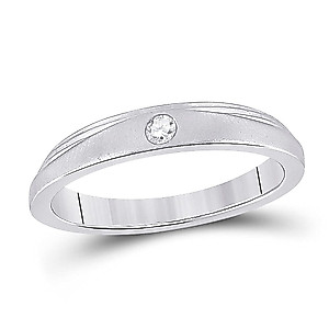 The Diamond Deal 14kt White Gold Womens Round Diamond Solitaire Band Ring 1/12 Cttw