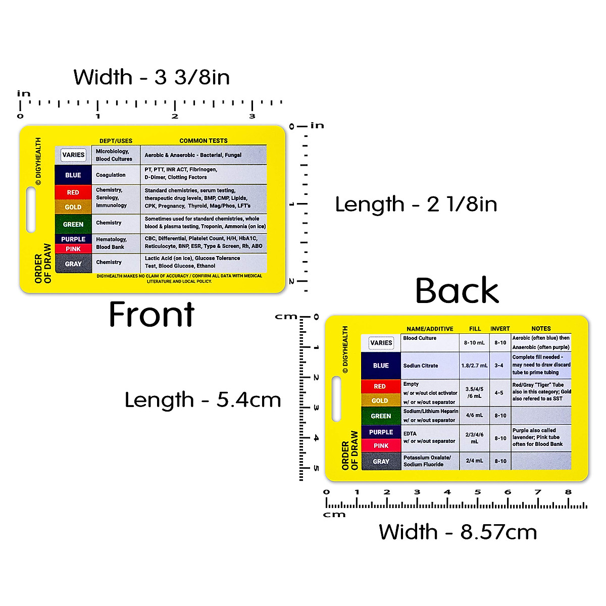 Silver Maple Leaf Vertical Order of Draw Badge Card for Phlebotomy – Order of Blood Draw Card for Nurses,Nursing Clinicians and RN Students – Phlebotomy Draw Order Cheat Sheet – Durable and Reliable