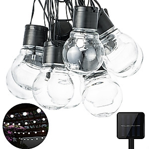 WONFAST Solar Bulb Lights, Waterproof 1.5meter 10LED Plastic Solar Clear Globe Bulbs Fairy String Lights for Indoor/Outdoor Christmas Wedding Party Garden Holiday Landscape Decoration (White)