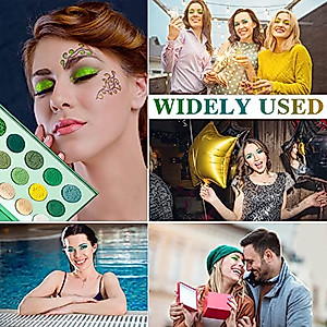 Green Eyeshadow Palette，QIUFSSE 15 Colors Eye Shadow Pallete Sets Highly Pigmented Matte Glitter Colorful Long Lasting Blendable Forest Emerald Green Yellow Makeup Pallet for Women Christmas Halloween