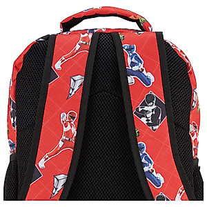 Power Rangers Classic Allover Backpack - Red, Pink, Black, Green Yellow and Green Ranger - Official Power Rangers School Bookbag (Red)