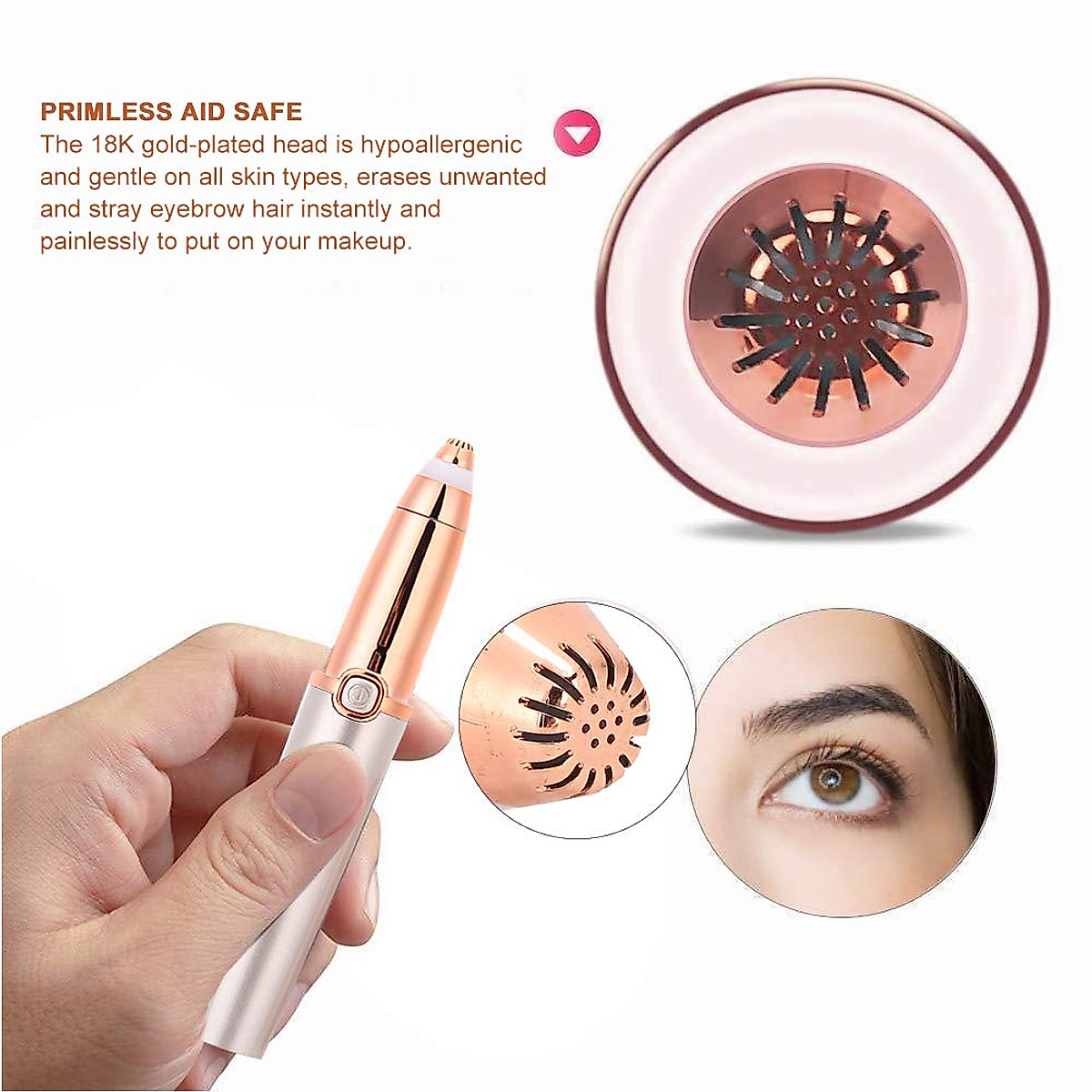 ZJchao Facial Hair Removal for Women, Eyebrow Trimmer Body Hair Groomers USB Rechargeable Painless Portable Precision Electric Eyebrow Hair Remover for for Nose Lips Face Body