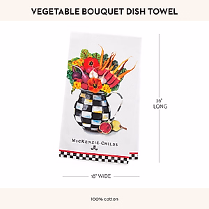 MACKENZIE-CHILDS Cotton Dish Towel, Cute Decorative Kitchen Dish Towel for Cleaning and Home Decor, Set of 1, Vegetable Bouquet