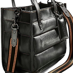 COACH Leather Field Crossbody Tote 22 with Quilting and Coach Badge - #C6958 - Black