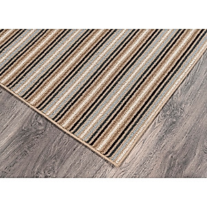 Garland Rug Nantucket Stripe. Area Rug, 3 ft. x 12 ft., Earth Tone