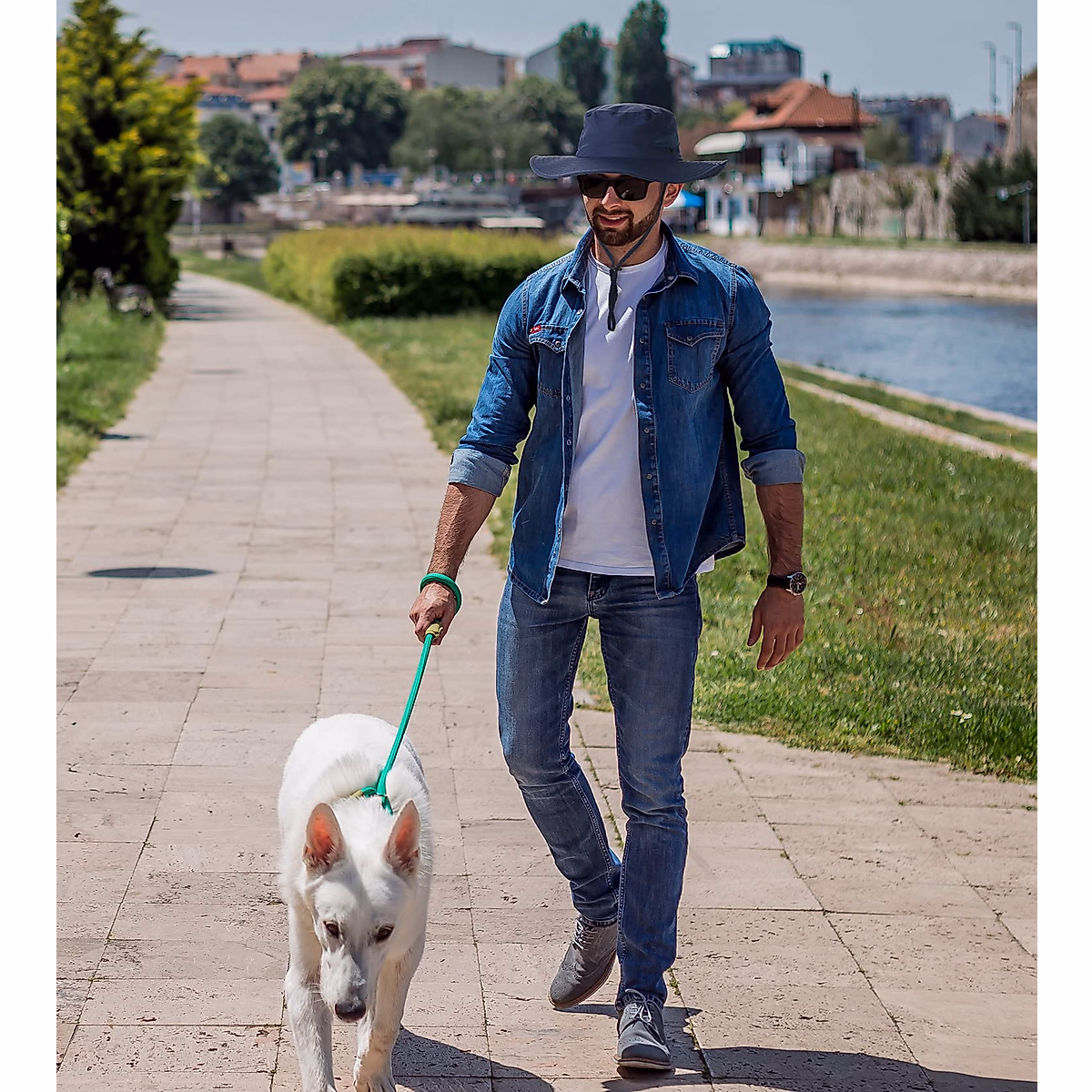 Wmcaps UPF 50+ Sun Protection Hat for Mens Womens, Wide Brim Waterproof Bucket Hat for Fishing, Hiking, Garden,Yard Outdoor work Light Grey