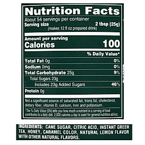 4C Powdered Drink Mix Cannisters, Green Tea 3 Pack, 20 Quarts, Family Sized Cannister, Thirst Quenching & Refreshing Flavors