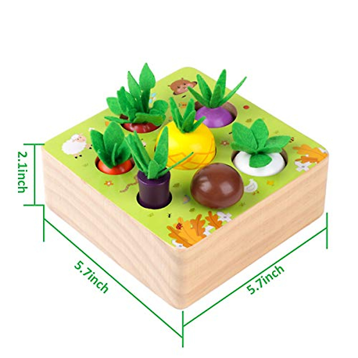 SKYFIELD Wooden Farm Harvest Game Montessori Toy, Educational Learning Toy for Boys &Girls 1 2 3 Years Old, Shape Sorting Vegetable &Fruits Fine Motor Skill Toy Gift for Toddlers 1-3