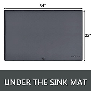 VDGPWA 34" x 22" Silicone Under Sink Mat, Waterproof Cabinet Protector & Drip Tray Liner for Bathroom Kitchen Gray