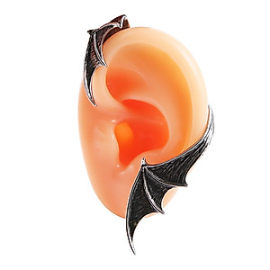 HZMAN Stainless Steel Ear Cuff Earrings for Women Piercing Men Stud Dragon Punk Wrap (Bat)