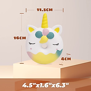 Anboor 4.5 Inches Squishies Unicorn Donut Kawaii Soft Slow Rising Scented Doughnut Squishies Stress Relief Kid Toys