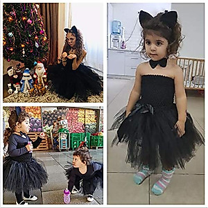 Tutu Dreams Halloween Cat Girl Costume for Kids Villain Role Play Outfits Carnival Masquerade Party (Catgirl, 5-6X) Black