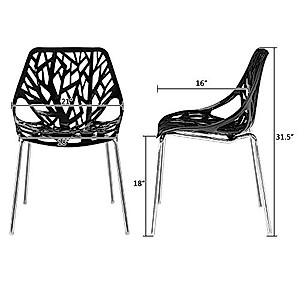 VINGLI Set of 4 Modern Dining Chairs Set Black Stackable Side Chairs Modern Birch Sapling Accent Chairs,Easy Assembly