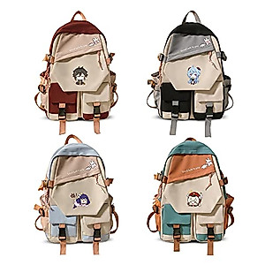 Dalicoter Genshin Impact Backpack Hutao Cosplay Backpack Business Travel Laptop Black Backpack School Bag With Gift