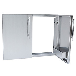 SUNSTONE DE-DD42 Designer Series Raised Style Double Door with Shelves, 42", Stainless Steel