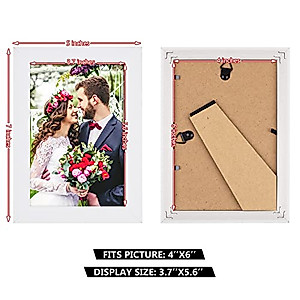 PECULA 2 Pack 4x6 Picture Frame, White Picture Frame for Wall and Tabletop Display, Photo Picture Frame with Clear Display