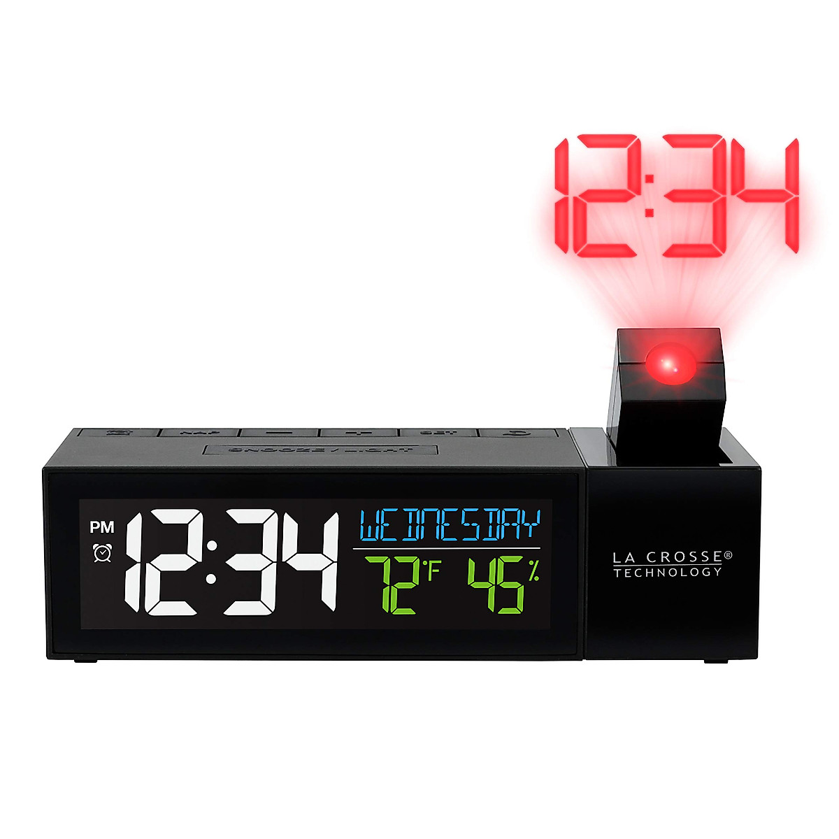 La Crosse Technology 616-1950-INT Pop-Up Bar Projection Alarm Clock with USB Charging Port