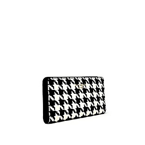 Kate Spade Darcy Large Slim Bifold Wallet Houndstooth in Black Multi