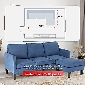 L Shaped Couch sectional Sofa Fabric Sofa Small Sofa Convertible Sofa for Small Living Room, Apartment and Small Space,Navy Blue