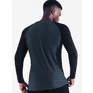 NELEUS Men's Running Shirt Long Sleeve Workout Shirts,5073,3 Pack,Dark Grey/Navy/Slate Grey,3X-Large