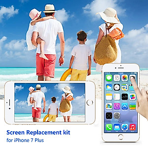 Diykitpl for iPhone 7 Plus Screen Replacement 5.5 Inch White, 3D Touch LCD Screen Digitizer Replacement for A1661,A1784,A1785, with Repair Tools Kit+Magnetic Screw Mats+Screen Protector