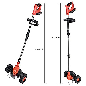 Electric Folding Weed Lawn Wacker, Heafront 24V Battery Powered Adjustable Height and Angle Weed Eater Cordless 5-Position Rotating Head for Garden Beauty Outdoor Pruning Yard Pruning and Lawn Pruning