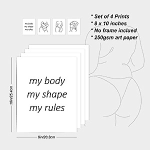 heilkee Feminist Wall Art Black and White Minimalist Line Art Prints for Bedroom Aesthetic Modern bathroom Decor Woman Body Positive Gifts(UNFRAMED 8x10in)