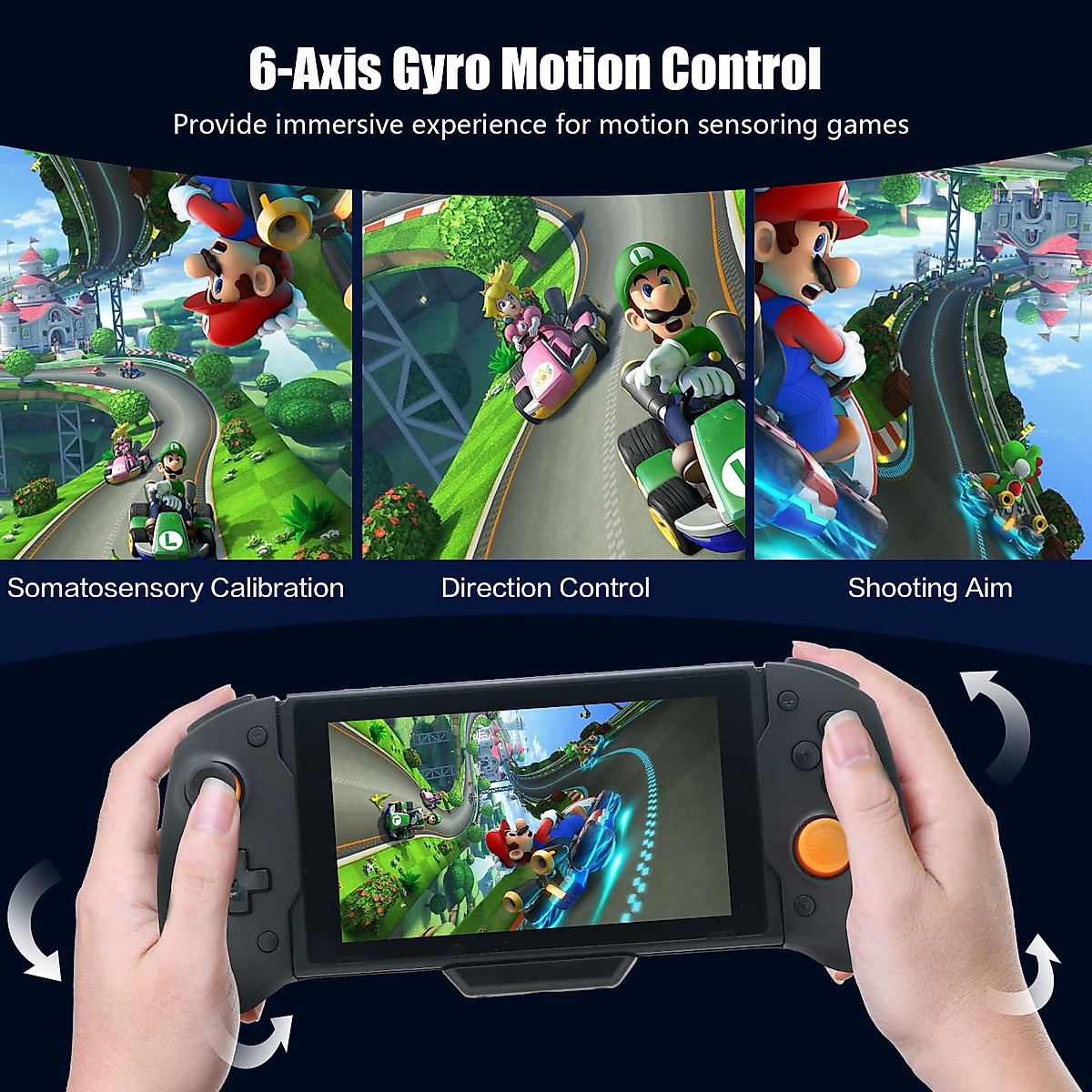 ECHZOVE Switch Controller Grip, Ergonomic Switch Wireless Controller with Six-Axis Gyroscope for Gravity Induction, Twin Motor Vibration, Power-Charging Input Port(NOT for Switch OLED)