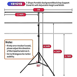 YAYOYA Black White Backdrop Screen with Stand Kit 5x6.5ft for Photo Video Studio, 2-in-1 Revisible Black Backdrop White Screen with T-Shaped Photography Background Support Stand and 5 Backdrop Clamps