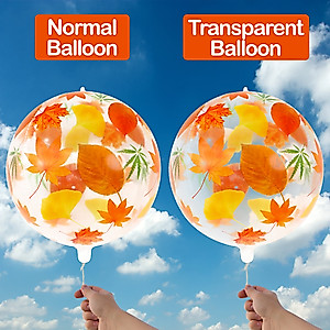 KatchOn, Happy Thanksgiving Balloons - Large 27 Inch, Pack of 6 | Big Transparent Fall Balloons - 22 Inch, Pack of 6 | Thanksgiving Foil Balloons | Thanksgiving Balloon Garland Kit, Fall Balloons