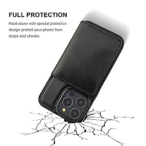 KIHUWEY Compatible with iPhone 14 Pro Max Wallet Case Credit Card Holder, Premium Leather Kickstand Flip Hidden Magnetic Clasp Durable Shockproof Protective Cover for 6.7 Inch (Black)