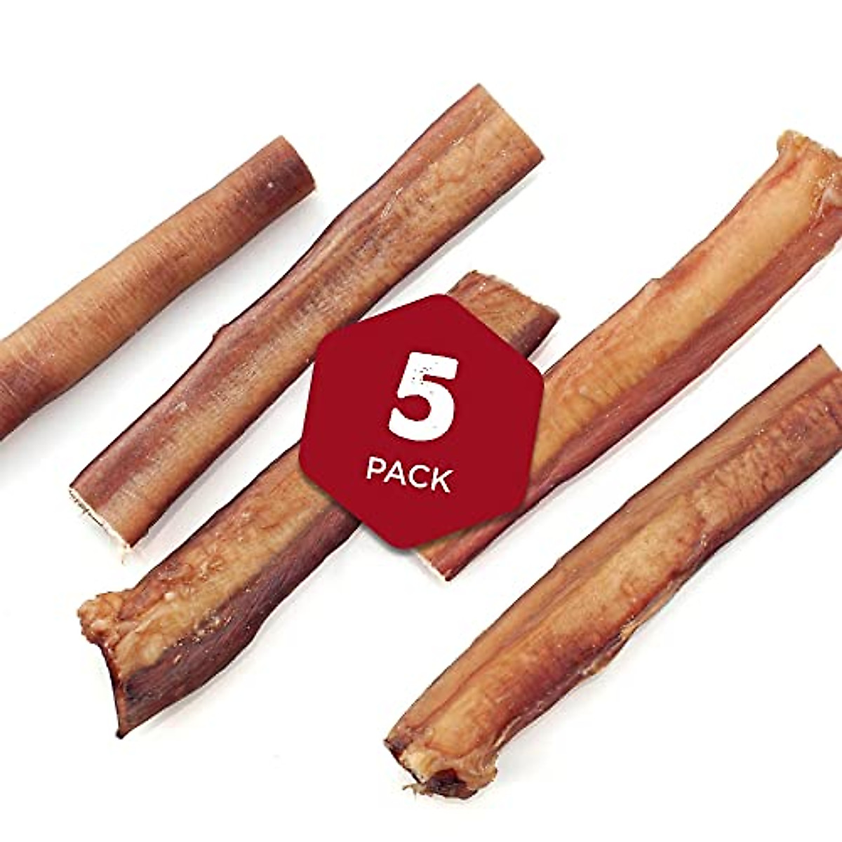 Best Bully Sticks All Natural 6 Inch Thick Bully Sticks for Large Dogs - USA Baked & Packed - 100% Free-Range Grass-Fed Beef - Single-Ingredient Grain & Rawhide Free Dog Chews - 5 Pack