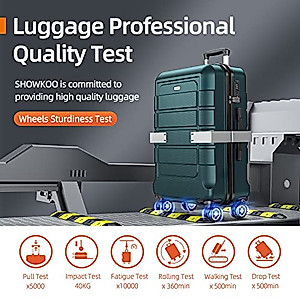 SHOWKOO Carry-On Luggage PC+ABS Durable Hardside Suitcase with Spinner Wheels TSA LOCK, 20-Inch, Armygreen