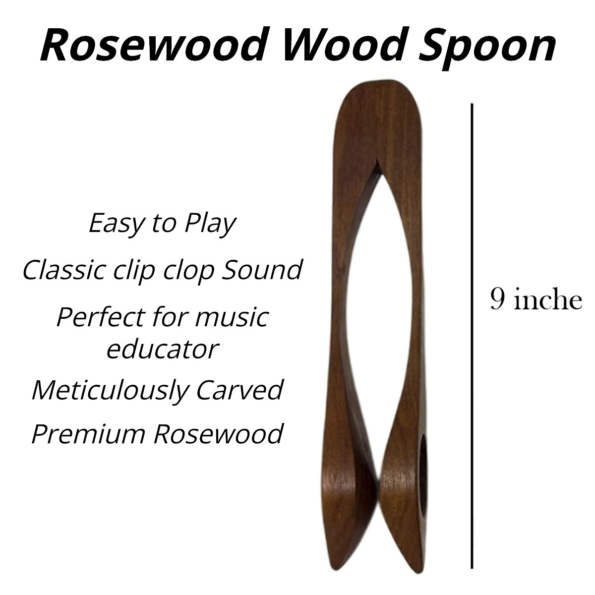AAR Rosewood Wood Spoon Percussion Irish Celtic Folk Musical 9" long